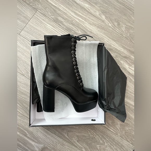 Lamoda | Shoes | Lamoda Black Own It Lace Platform Boots | Poshmark